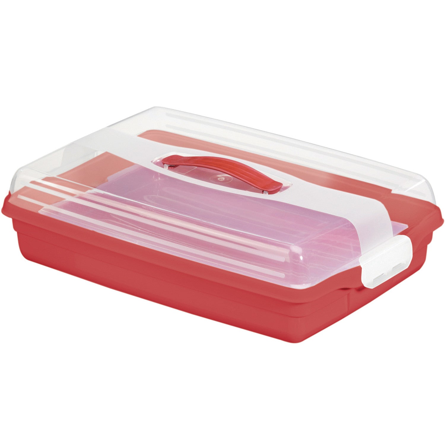 Recipient din plastic pentru torturi Curver, cu capac, roșu, se poate ...