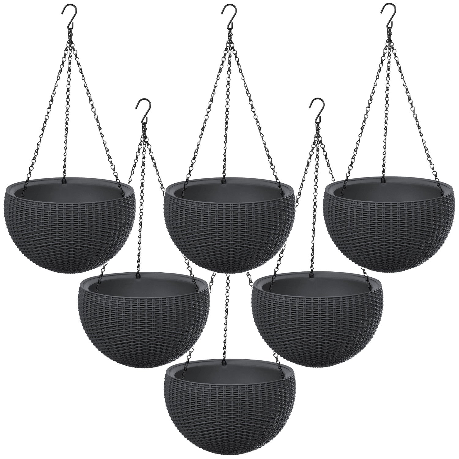 Ghiveci suspendat Keter Sphere Planter, culoare antracit, 6 bucăți ...